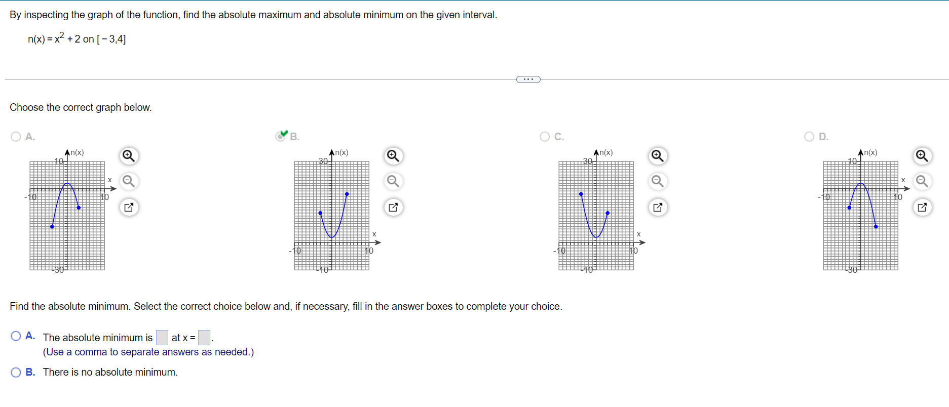 Solved By inspecting the graph of the function, find the | Chegg.com