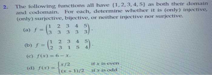 Solved The following functions all have {1,2,3,4,5} as both | Chegg.com