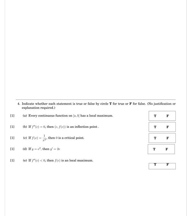 Solved 4. Indicate whether each statement is true or false | Chegg.com