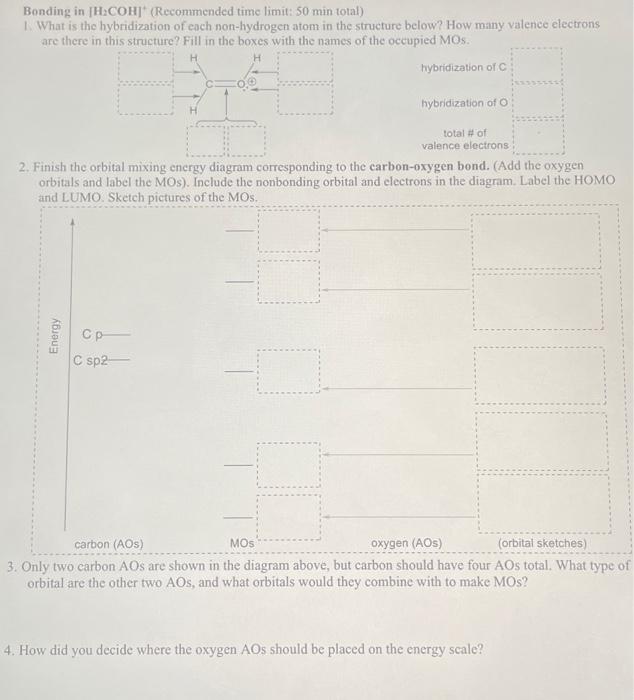 Solved Bonding in [H2COH]+(Recommended time limit: 50 min | Chegg.com
