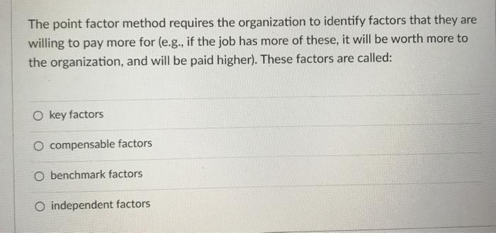 Solved The point factor method requires the organization to | Chegg.com
