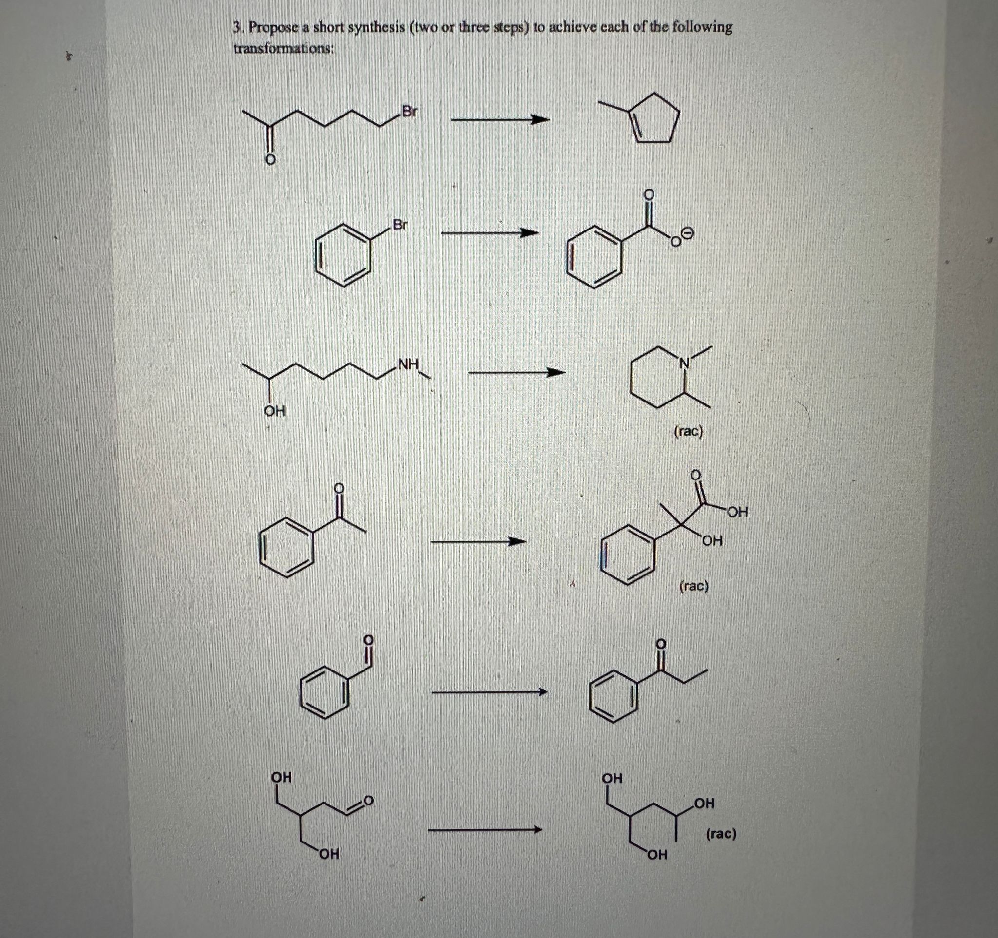Solved Propose a short synthesis (two or three steps) ﻿to | Chegg.com