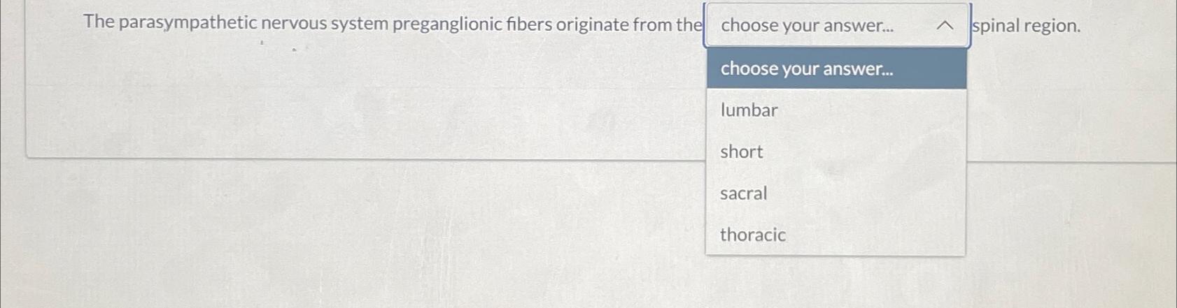 Solved The Parasympathetic Nervous System Preganglionic