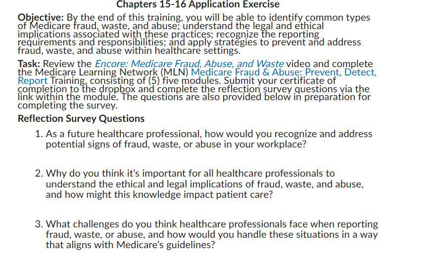 Solved Chapters 15-16 ﻿Application ExerciseObjective: By the | Chegg.com