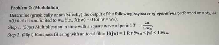 Solved Problem 2: (Modulation) Determine (graphically or | Chegg.com