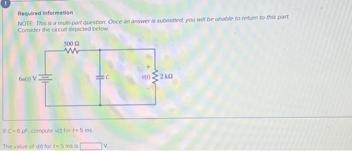Solved Required information NOTE. This is a multi-part | Chegg.com