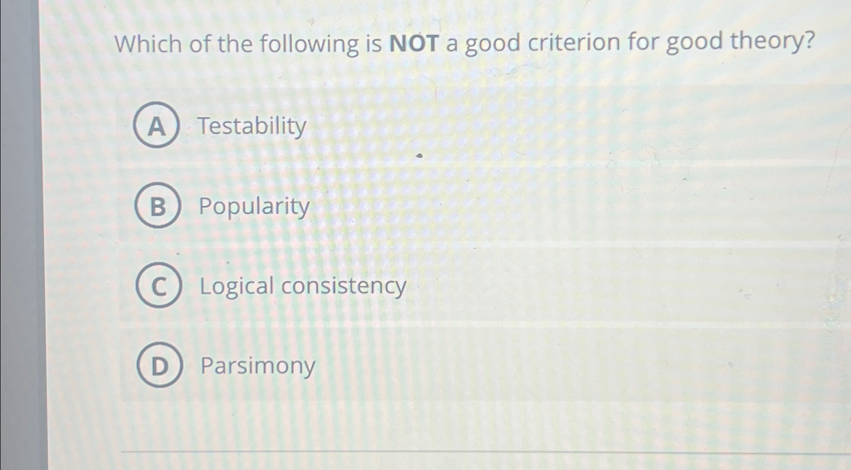 Solved Which of the following is NOT a good criterion for | Chegg.com