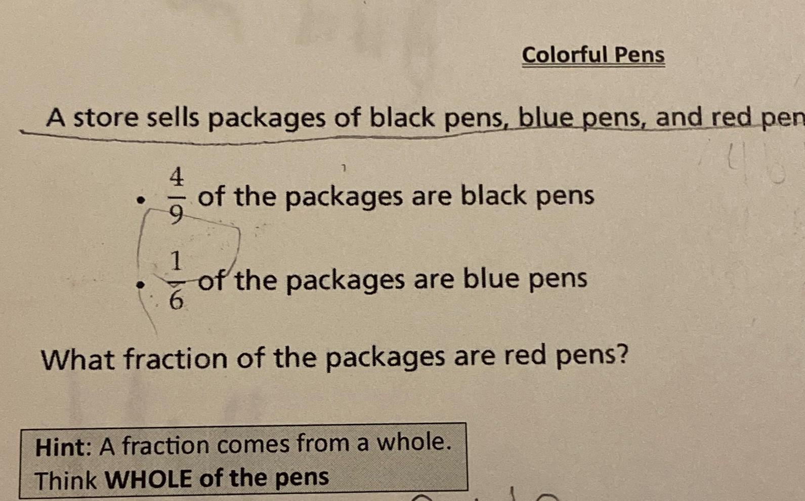 Solved Colorful PensA store sells packages of black pens, | Chegg.com