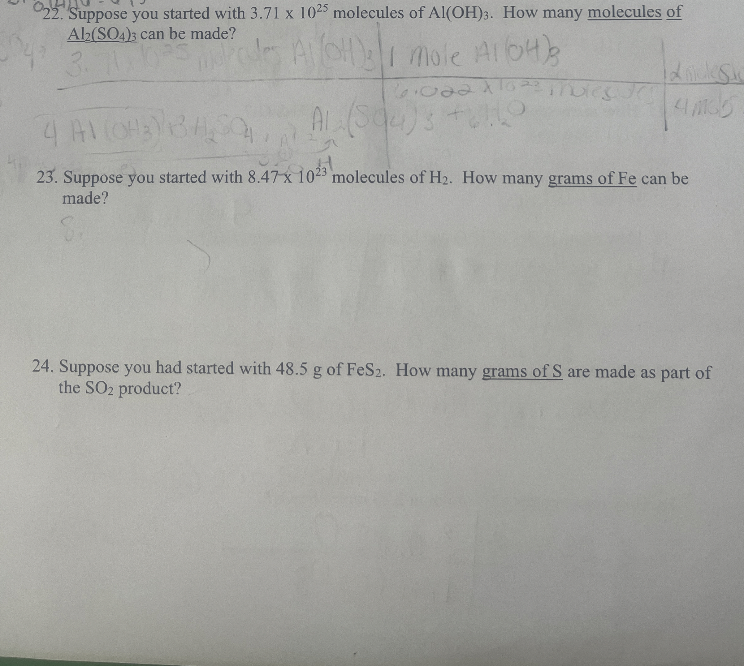 Solved O22. ﻿Suppose you started with 3.71×1025 ﻿molecules | Chegg.com