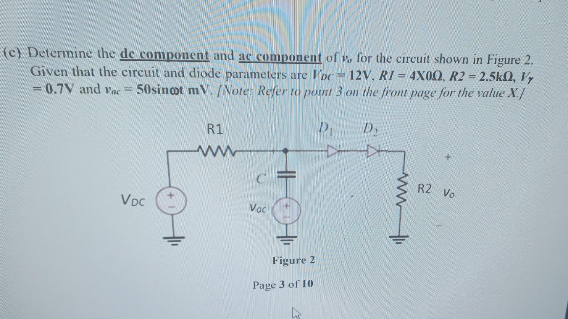 Solved Determine the de component and ac component of vo for | Chegg.com