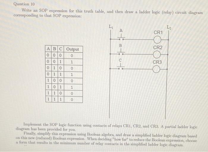 Solved Question 10 Write an SOP expression for this truth | Chegg.com