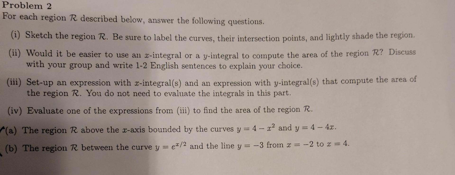 Solved For each region R described below, answer the | Chegg.com