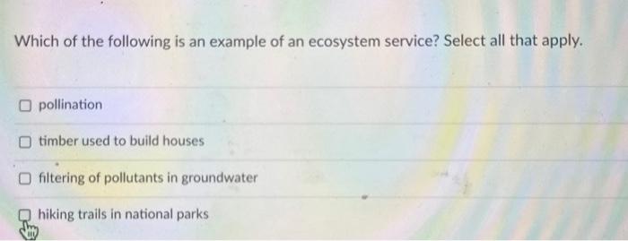 Solved Which of the following is an example of an ecosystem | Chegg.com