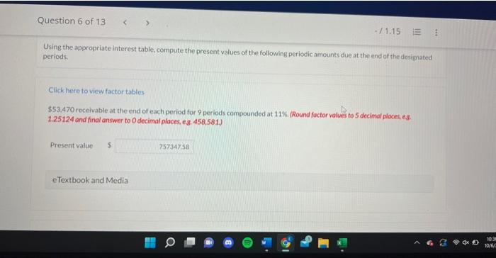 Solved Using the appropriate interest table, compute the | Chegg.com