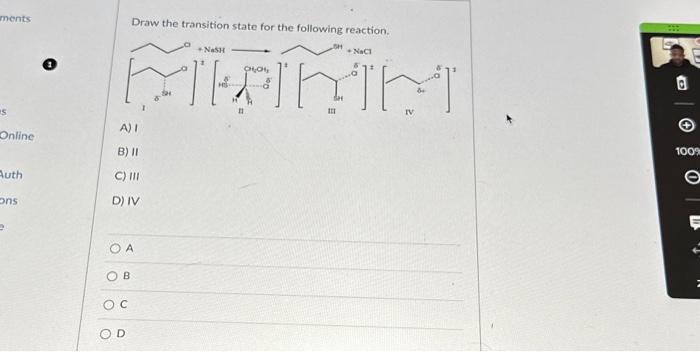 Solved Draw the transition state for the following reaction. | Chegg.com