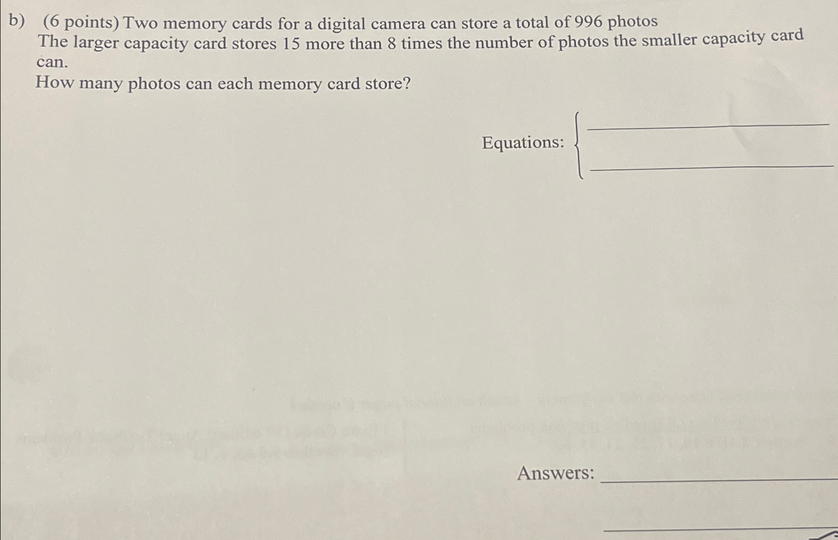 Solved b) (6 ﻿points) ﻿Two memory cards for a digital camera | Chegg.com