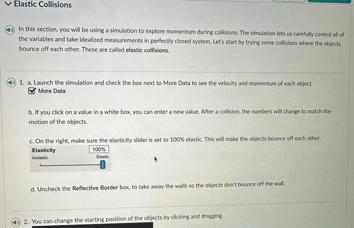 Solved Elastic Collisions In this section, you will be using | Chegg.com