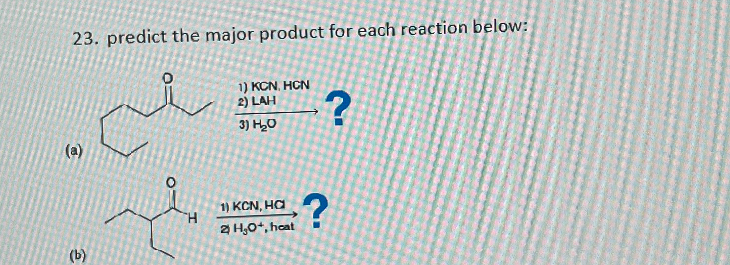 Solved predict the major product for each reaction | Chegg.com