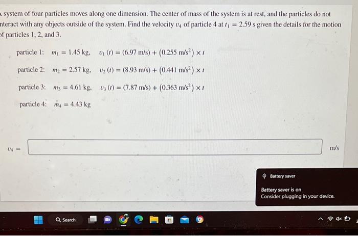 Solved system of four particles moves along one dimension. | Chegg.com