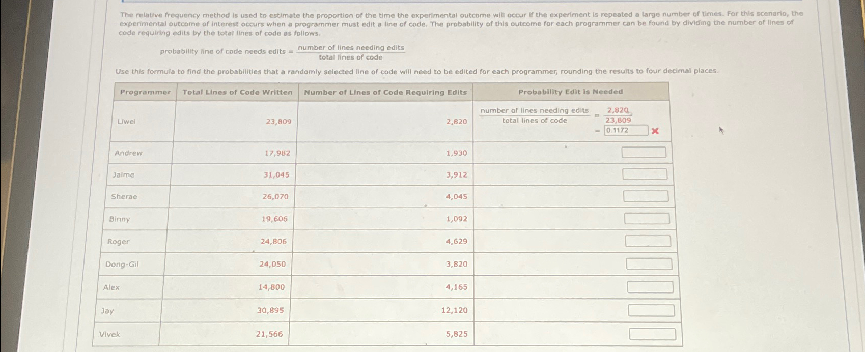 Solved code requiring edits by the total lines of code as | Chegg.com