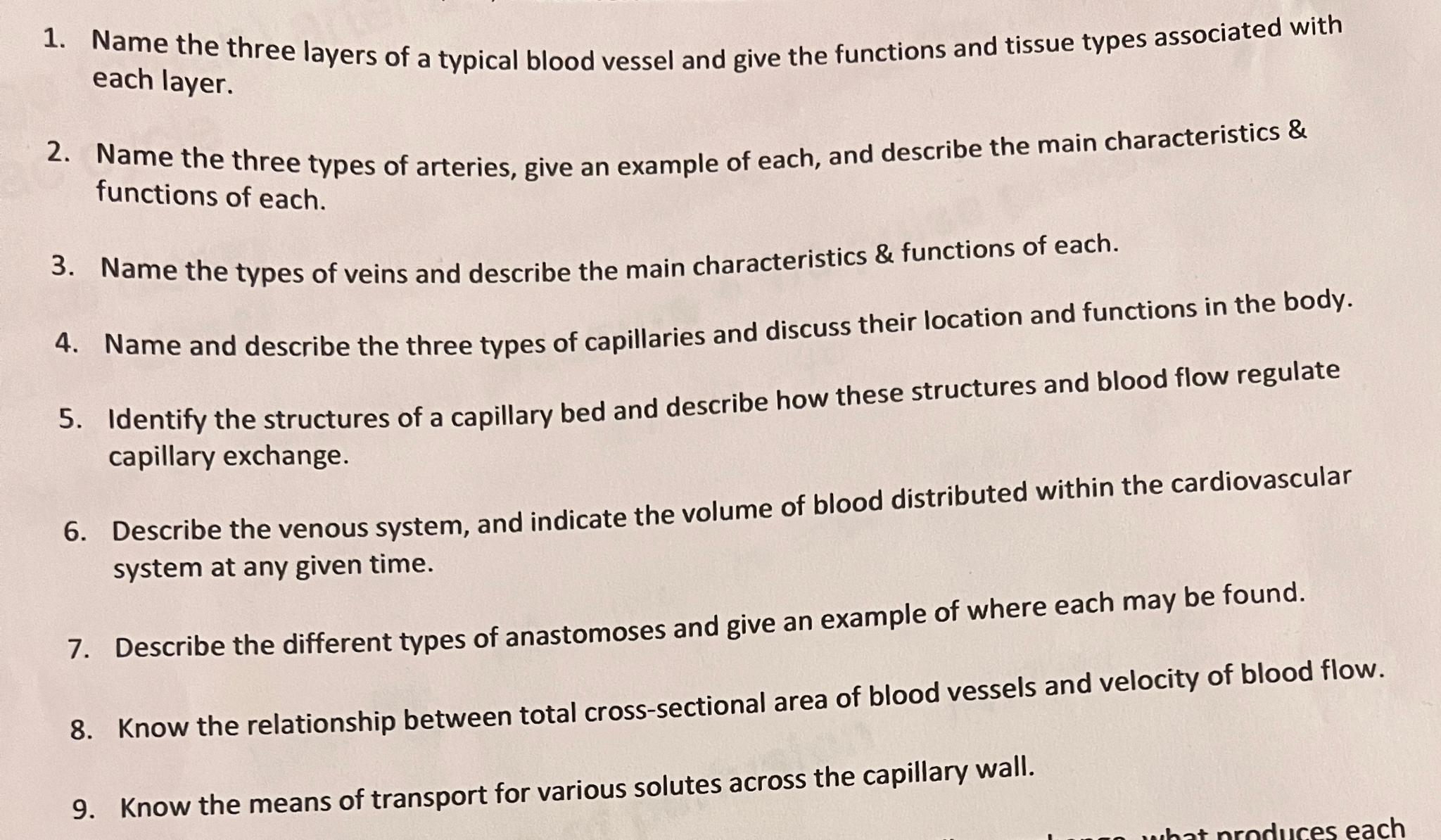 Solved Name the three layers of a typical blood vessel and | Chegg.com