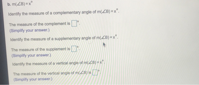 Solved Find the measure of a complementary angle, a | Chegg.com