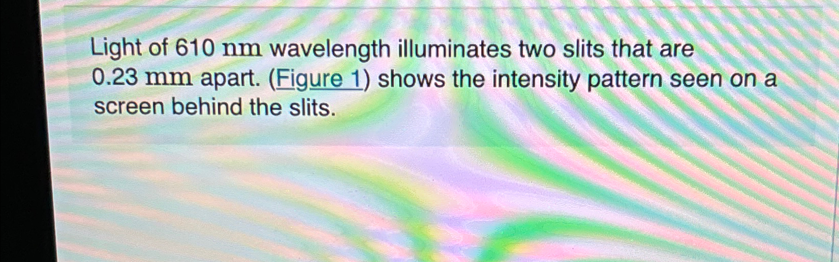 Solved Light of 610nm ﻿wavelength illuminates two slits that | Chegg.com
