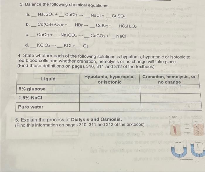 Solved 3. Balance the following chemical equations: a. | Chegg.com