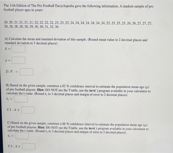 Solved The 11th Edition of The Pro Football Encyclopedia | Chegg.com