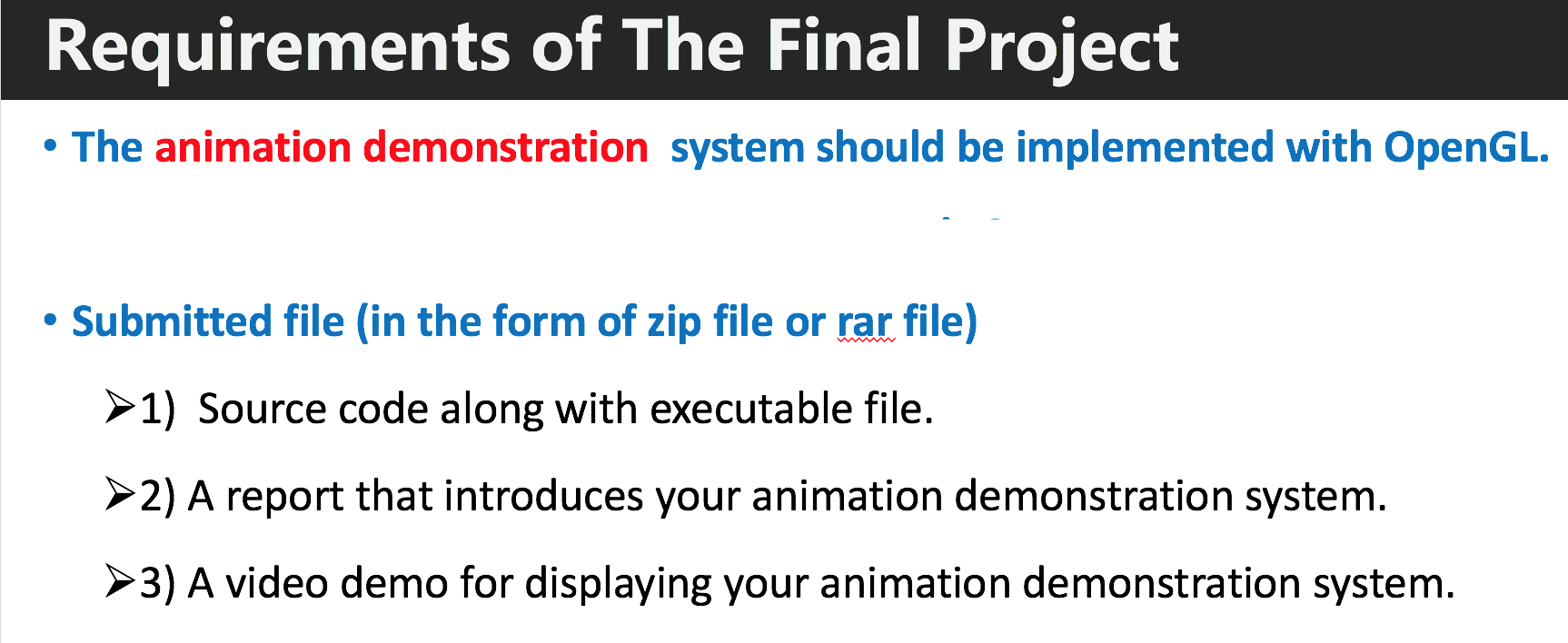Solved Requirements of The Final Project . The animation | Chegg.com