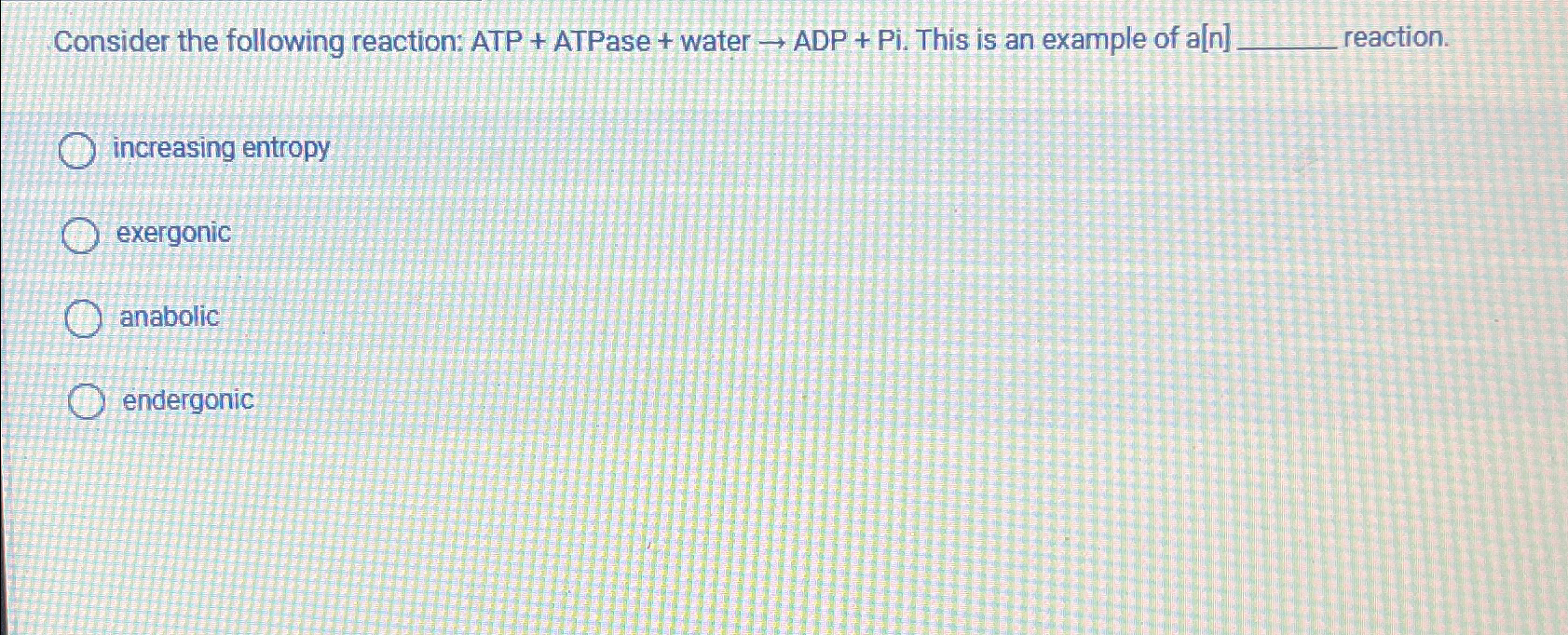 Solved Consider the following reaction: ATP + ﻿ATPase + | Chegg.com