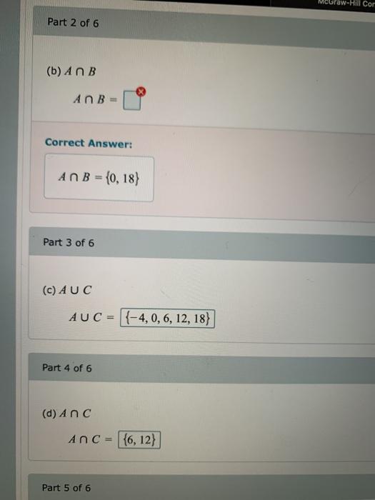 Solved Find the union or intersection as indicated, given | Chegg.com