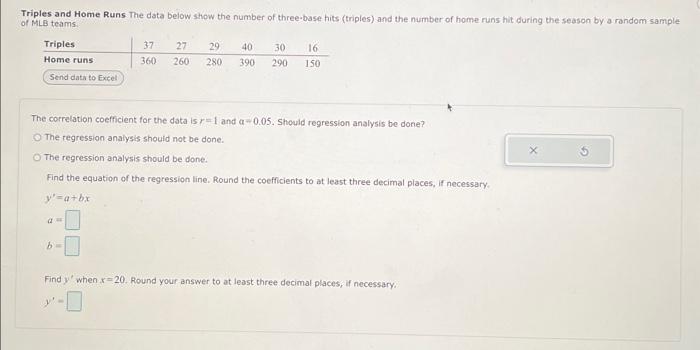 Solved correlation coefficient for the data is r=1 and | Chegg.com