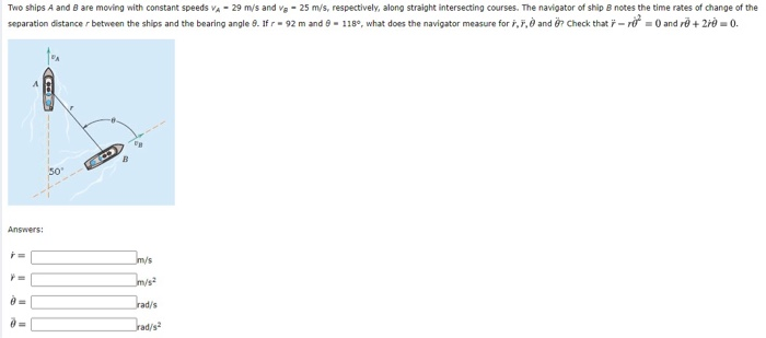 Solved Two ships A and B are moving with constant speeds vA | Chegg.com