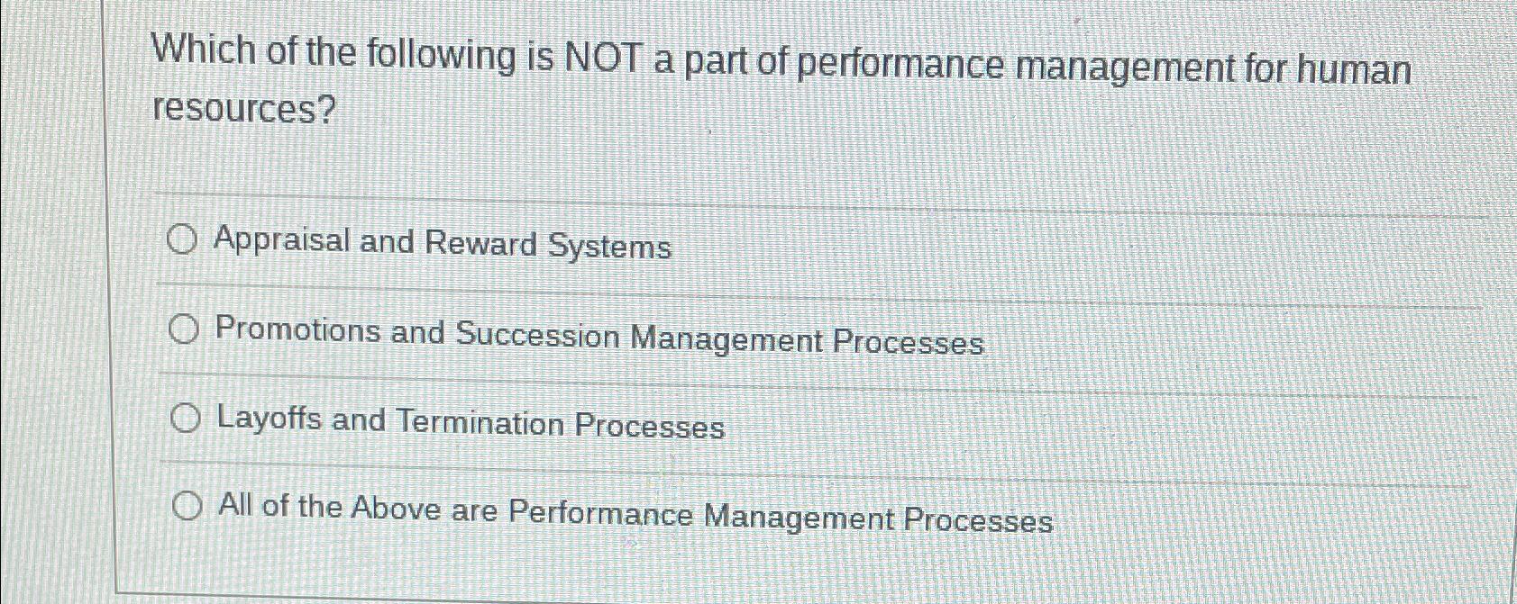 Solved Which of the following is NOT a part of performance | Chegg.com