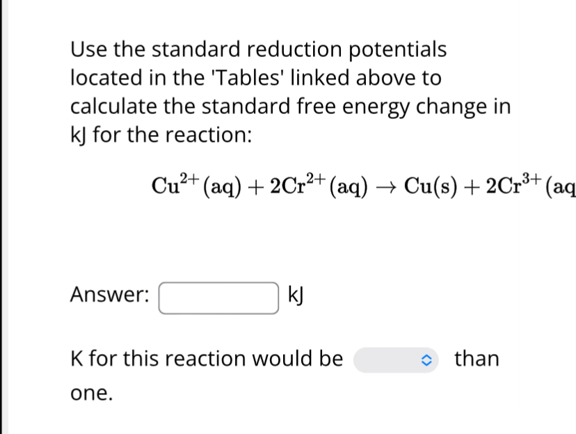 Solved Use the standard reduction potentials located in the | Chegg.com