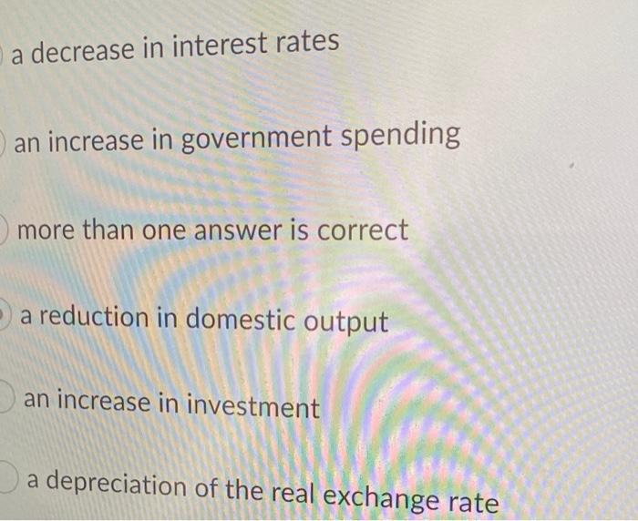 Solved a decrease in interest rates an increase in | Chegg.com