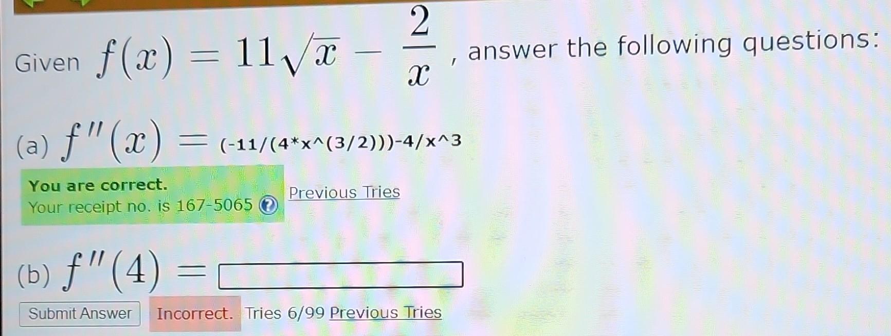 Solved Given f(x)=11x−x2, answer the following questions: | Chegg.com