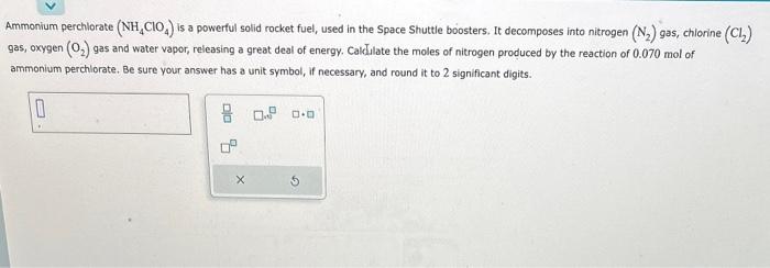 Solved Ammonium perchlorate (NH4ClO4) is a powerful solid | Chegg.com