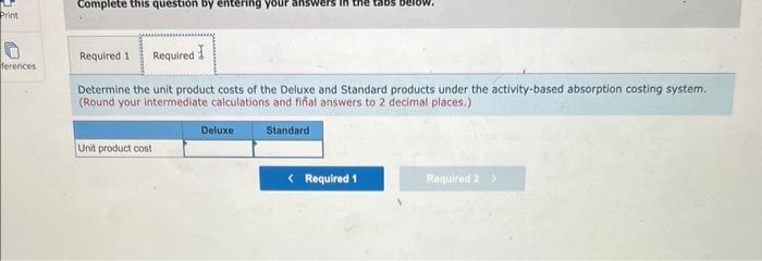 Required: . Determine the unit product costs of the | Chegg.com