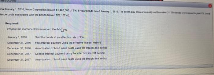 Solved ssue costs associated weh the bonds totaled | Chegg.com Solved ssue costs associated weh the bonds totaled | Chegg.com