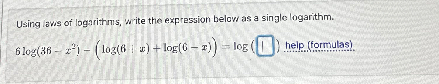 Solved Using laws of logarithms, write the expression below | Chegg.com