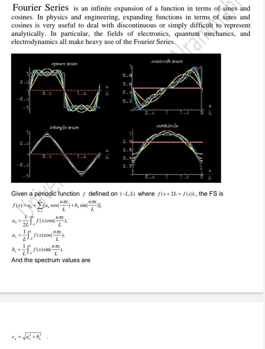 Solved Fourier Series is an infinite expansion of a function | Chegg.com