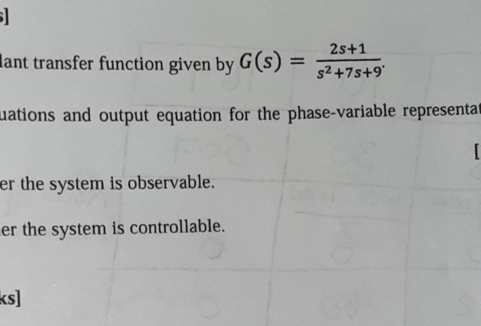 Solved lant transfer function given by \\( G(s)=\\frac{2 | Chegg.com