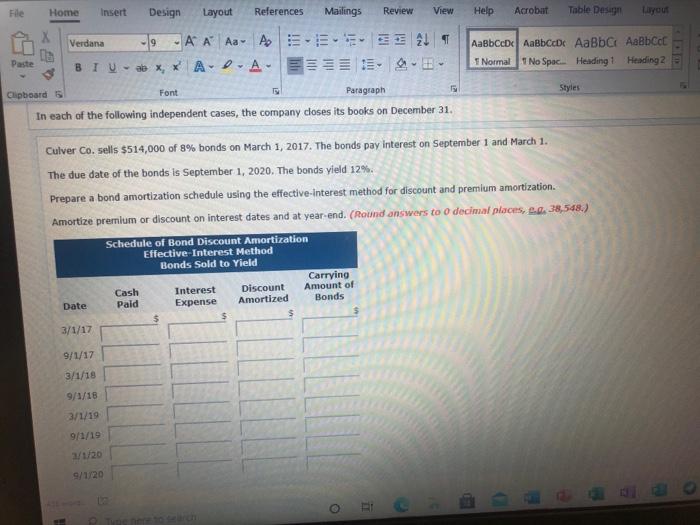 Solved File Home Insert Design Layout References Mailings | Chegg.com