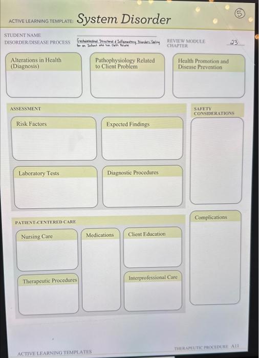 Solved activelearning template System Disorder STUDENT NAME | Chegg.com