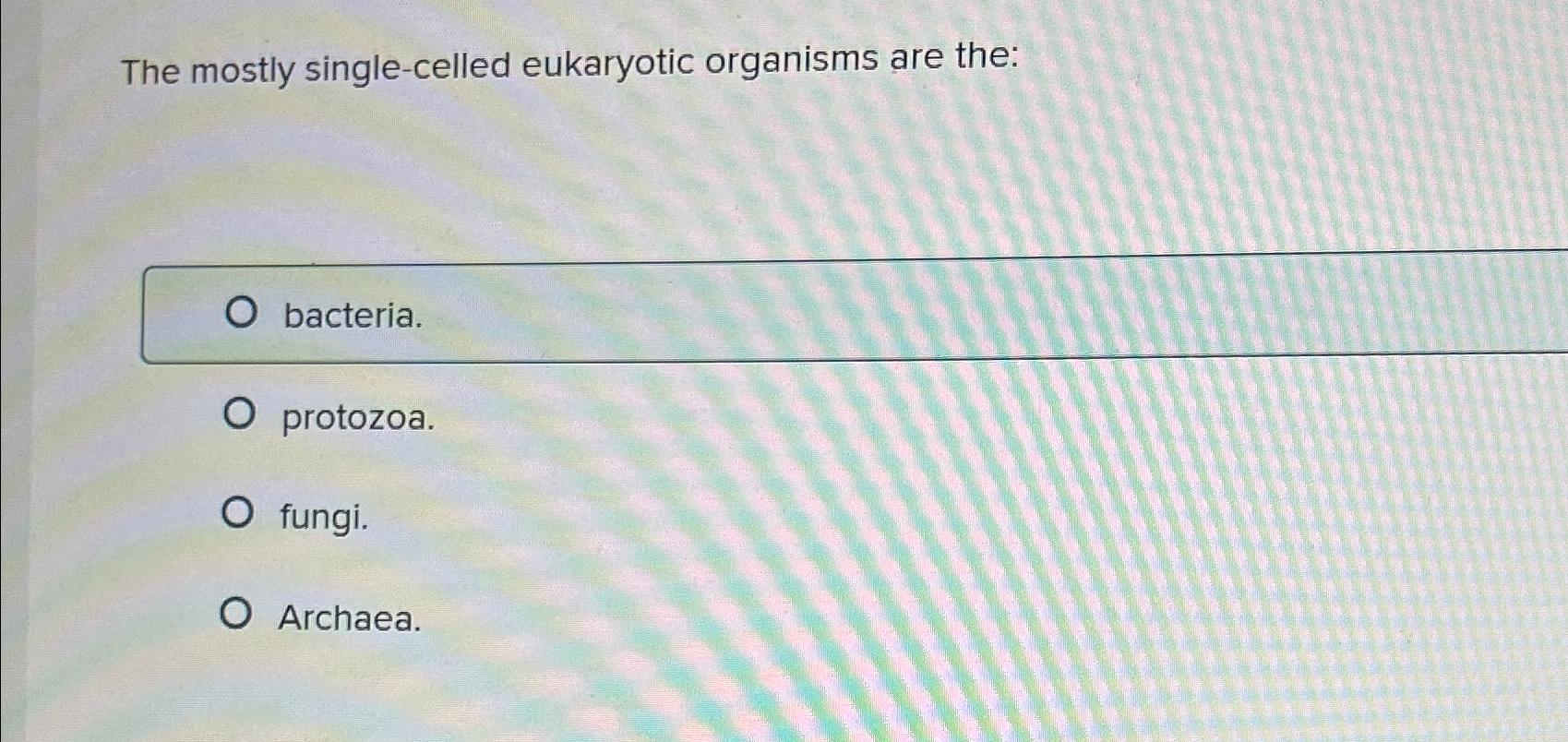 Solved The mostly single-celled eukaryotic organisms are | Chegg.com