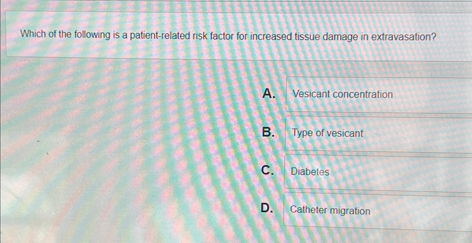 Solved Which of the following is a patient-related risk | Chegg.com