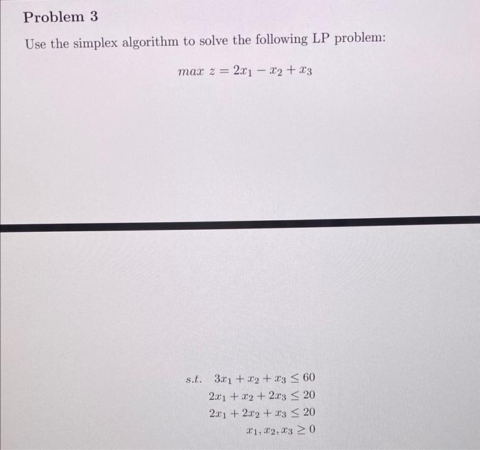 Solved Use the simplex algorithm to solve the following LP | Chegg.com