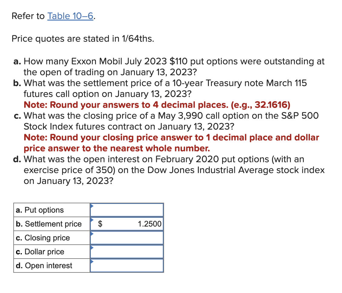 Refer to Table 10-6.Price quotes are stated in | Chegg.com